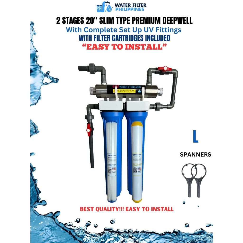 Water Filtration System 2 Stages 20" Slim Type Deepwell Premium 2 GPM ...