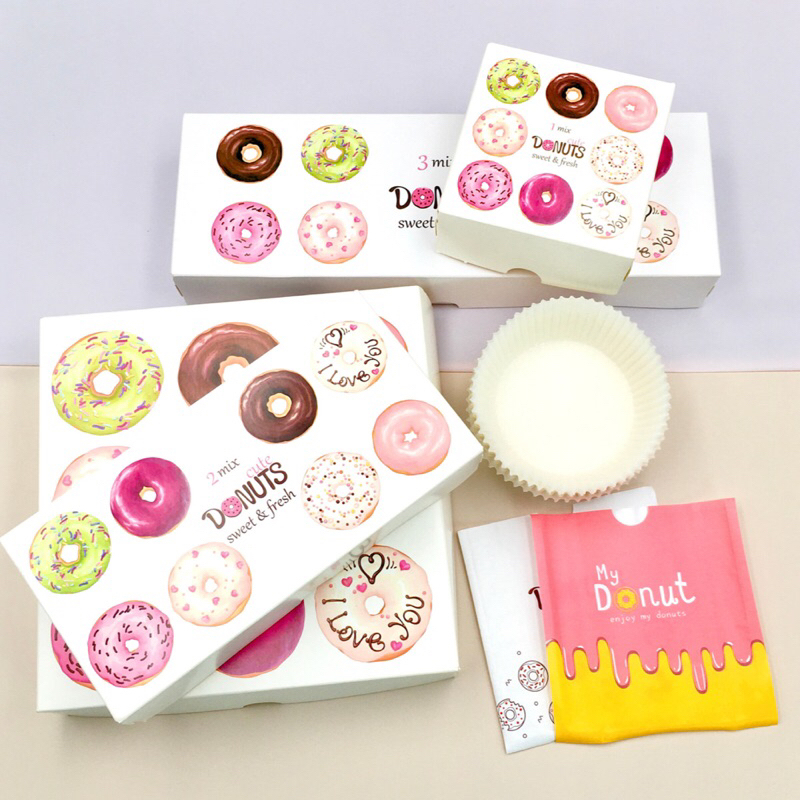 Donut Box with Design Mini Donut Pastries Box Donut Pouch Doughnut ...