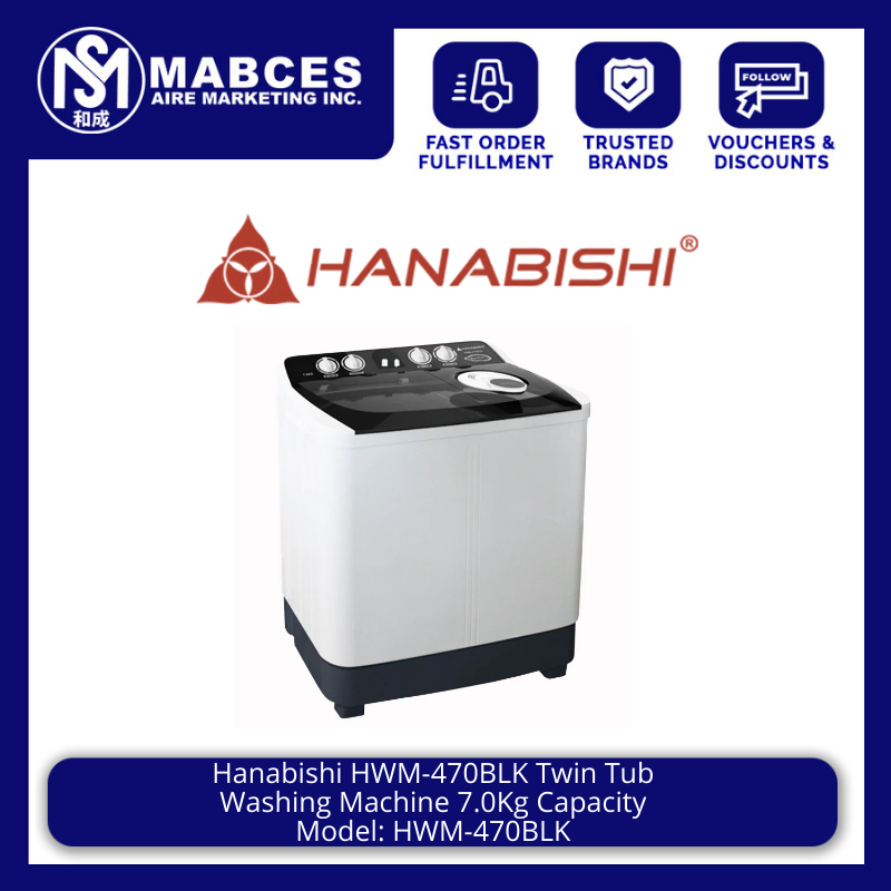 Hanabishi HWM-470BLK 7.0Kg Twin Tub Washing Machine | Shopee Philippines