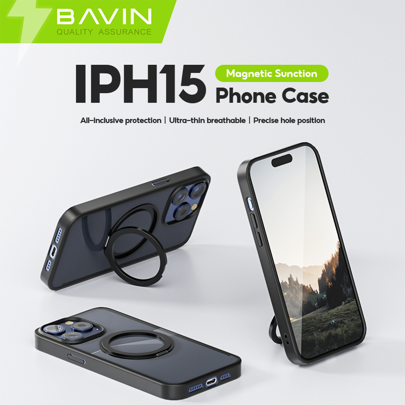 BAVIN YX301 Phone Case Transparent 360 Rotation Magnetic Ring iPh For ...