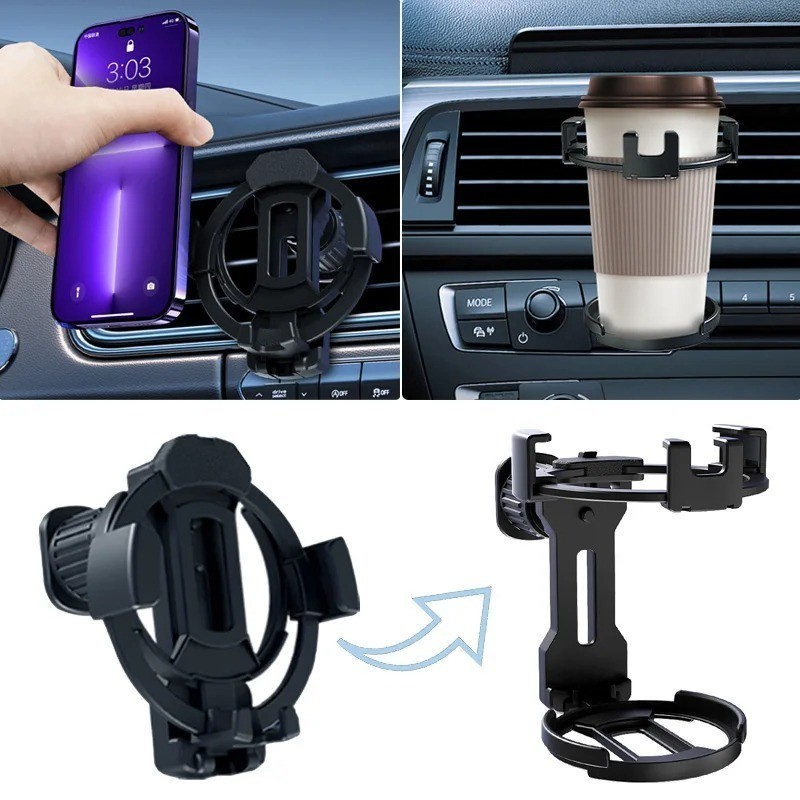 2in1 Cup Holder Phone Mount Stable Cup Phone Holder for Car Expander ...