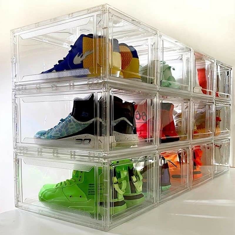 Big Size Magnetic Acrylic Shoe Box Storage Organizer Stackable Shoe ...