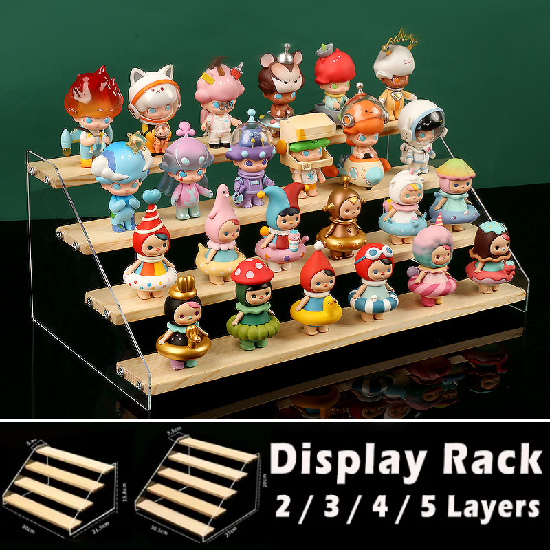 Doll Display Rack Acrylic Wooden Garage Kit Figure Storage Shelf Kids ...