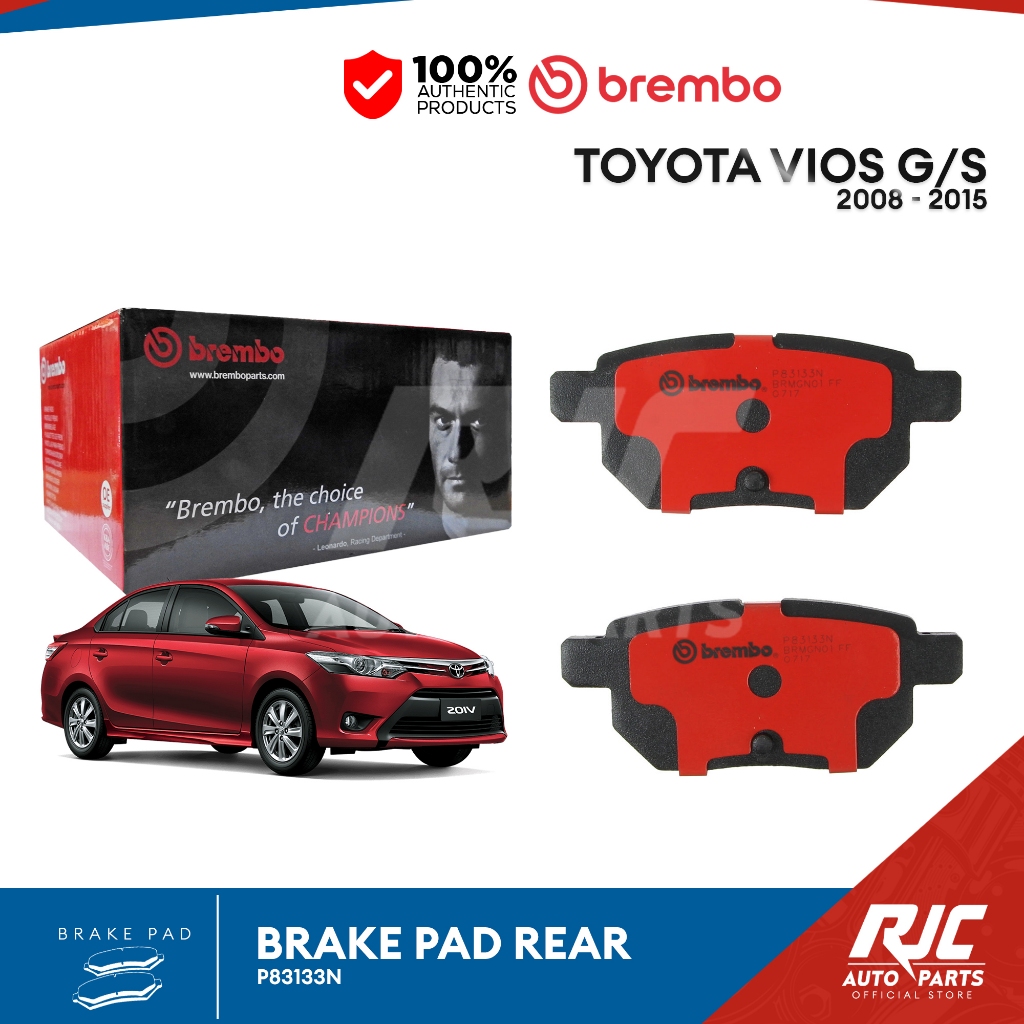 BREMBO BRAKE PAD TOYOTA VIOS G/S REAR 2008 - 2015 P83133N 1set | Shopee ...