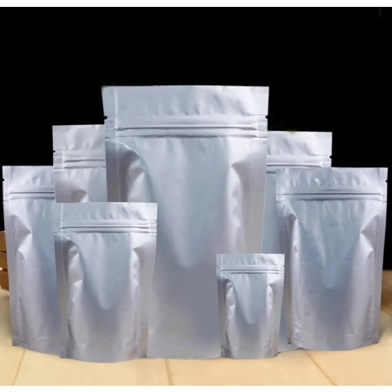 SILVERWONDER Stand Up Resealable Stand Up Plastic Pouch All Metallic Silver Packaging MAKAPAL ...