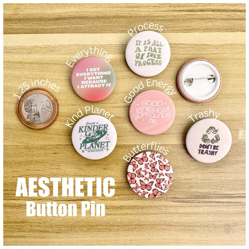 Aesthetic Button Pin Part 4 | Tote pin, Badgepin, Pinback | Shopee ...