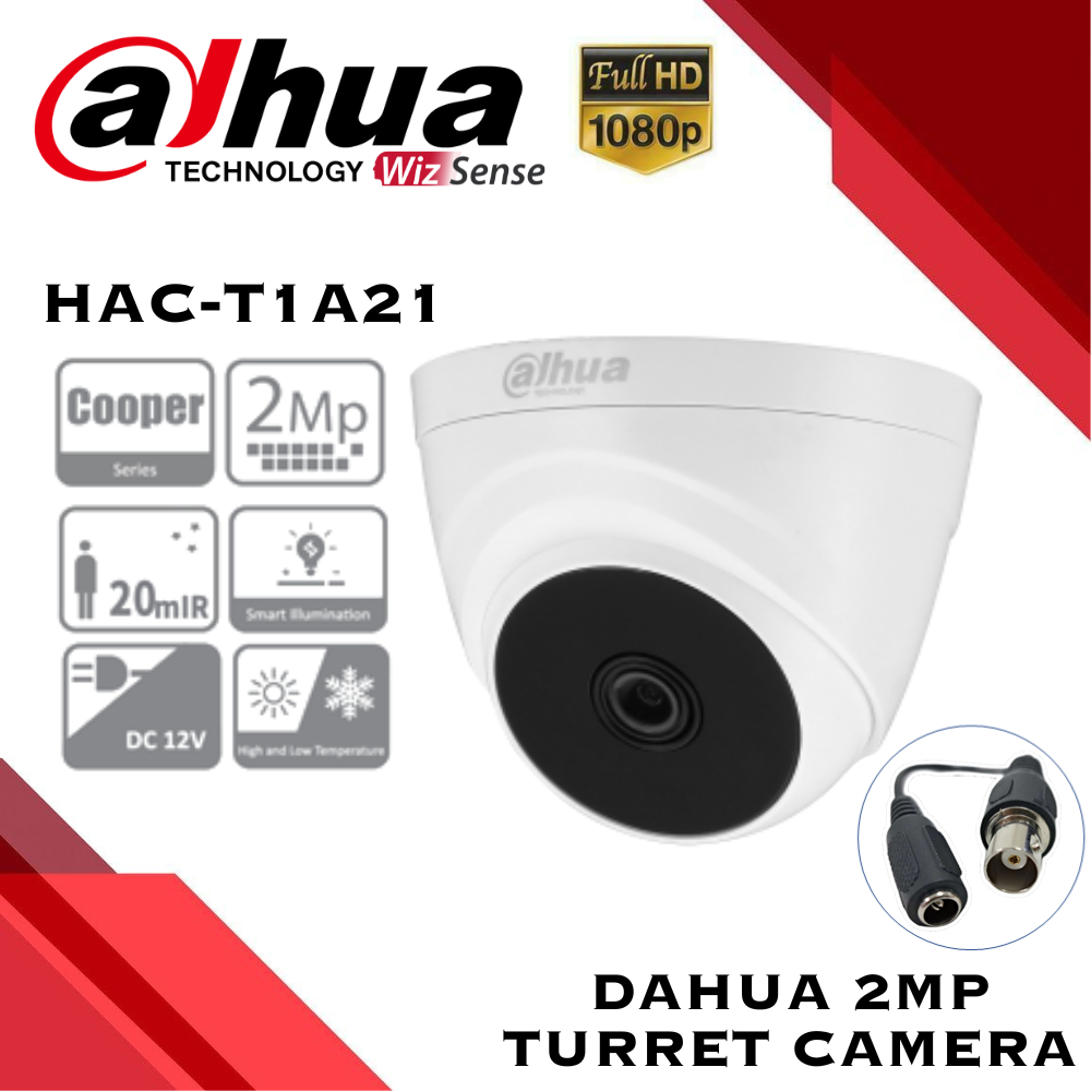 Dahua CCTV 2mp Turret HAC-T1A21 2MP HDCVI Fixed-focal Eyeball Camera ...