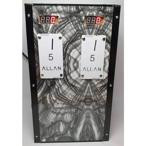 Dual carwash timer wood box Allan, ADJUSTABLE TIME old and new 5 pesos ...