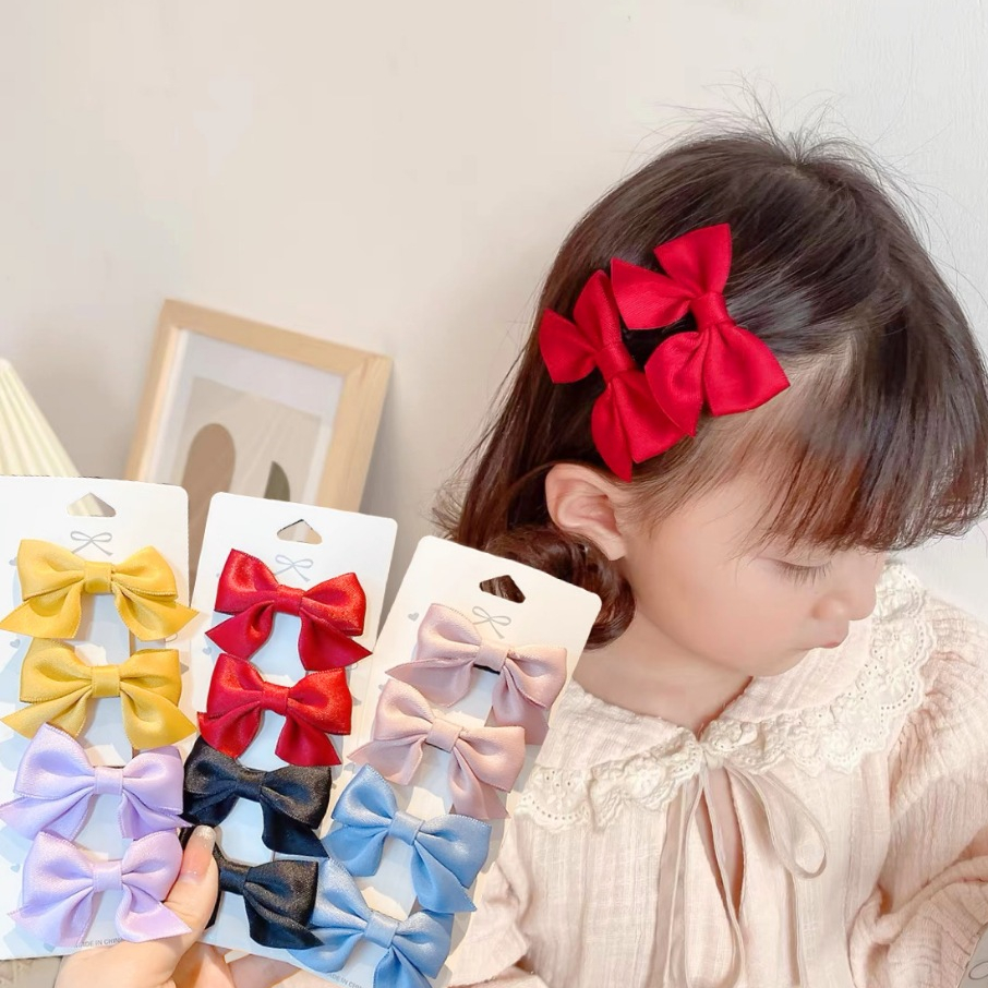 Ribbon Hair Clip Set Girls | Shopee Philippines