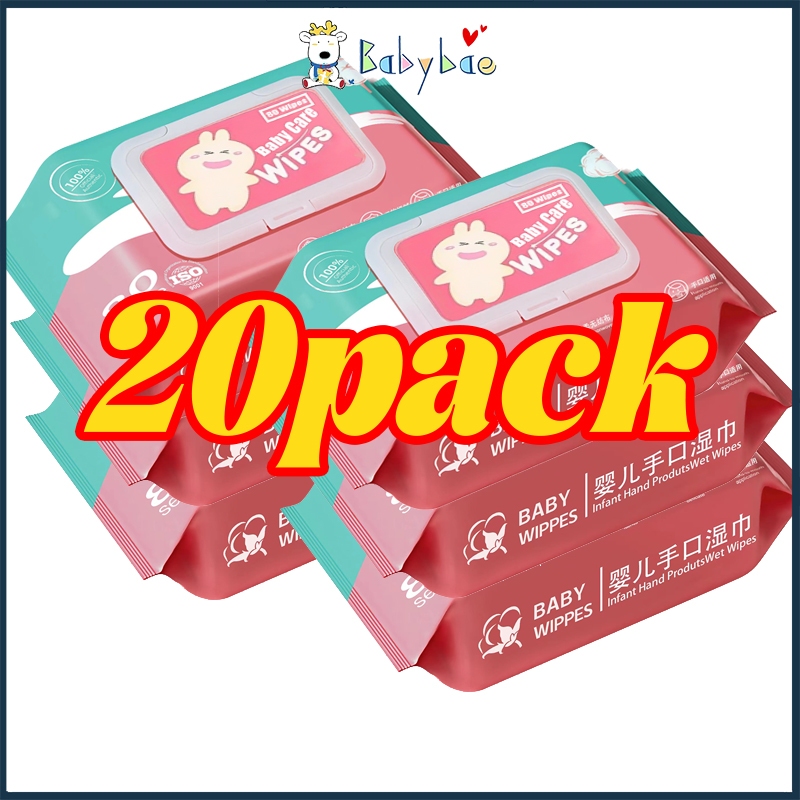 20 Packs Wipes for Baby 80pcs Per Pack Organic Baby Wipes Wet Wipes Hypoallergenic (Non-Alcohol ...