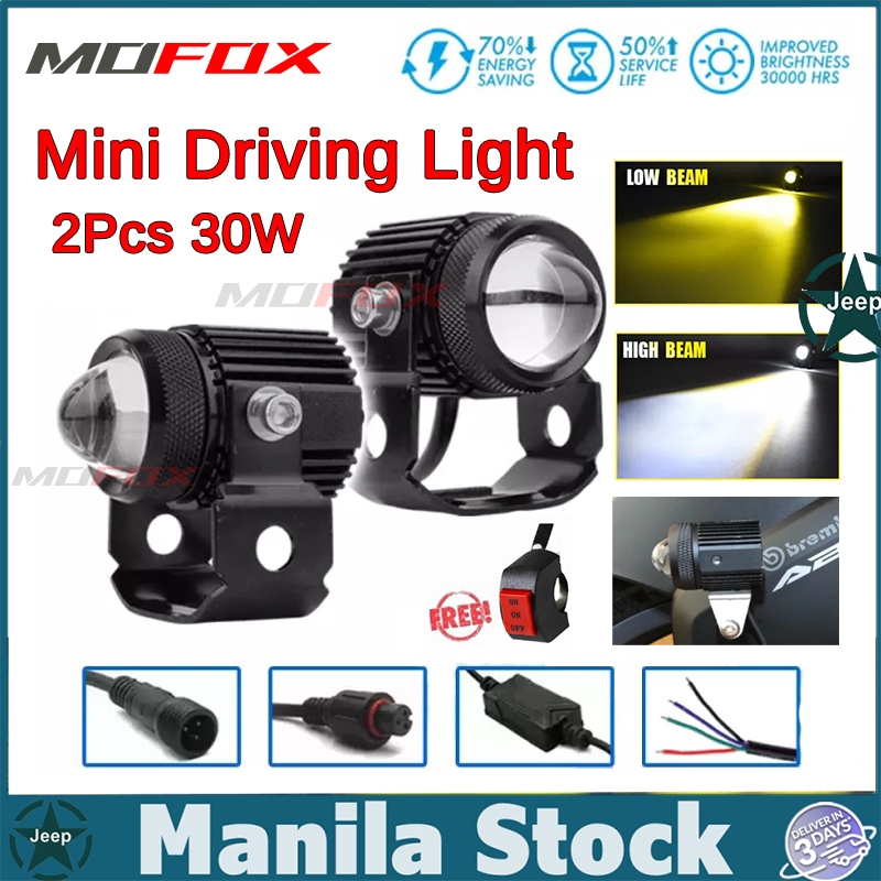 MOFOX 2Pcs V2 Laser Gun Mini Driving Light 30W Hi/Lo Motorcycle ...