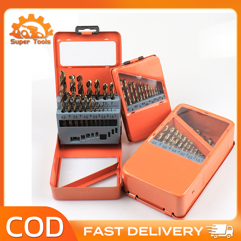 13 Pcs Titanium Twist Drill Bit Set HSS 1.5mm - 6.5mm Metric Round Shank Quick Change | Shopee ...