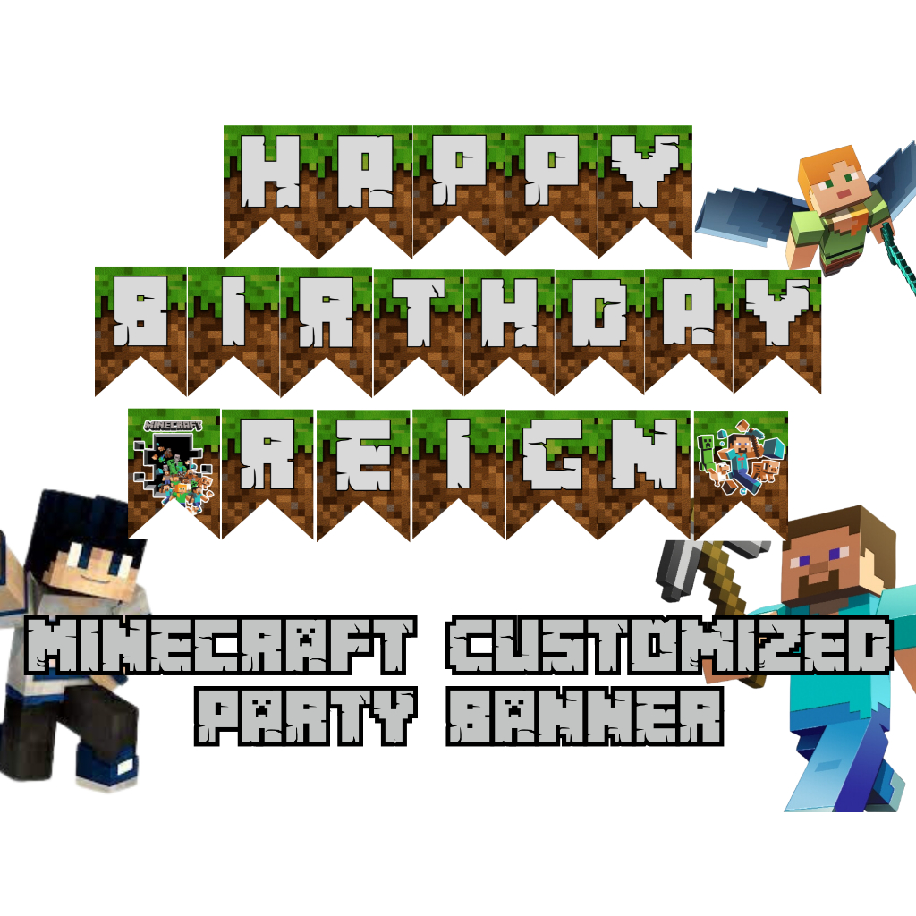 Minecraft Birthday Banner (Personalized) Set | Shopee Philippines