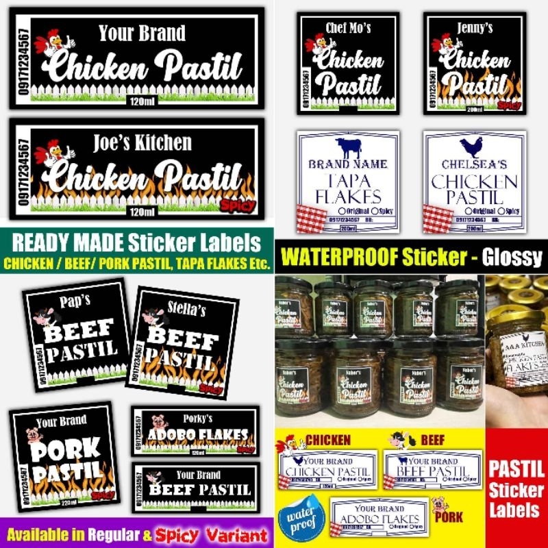 CHICKEN PASTIL Sticker Label w/ Logo (Reg./Spicy) : READY-TO-USE ...
