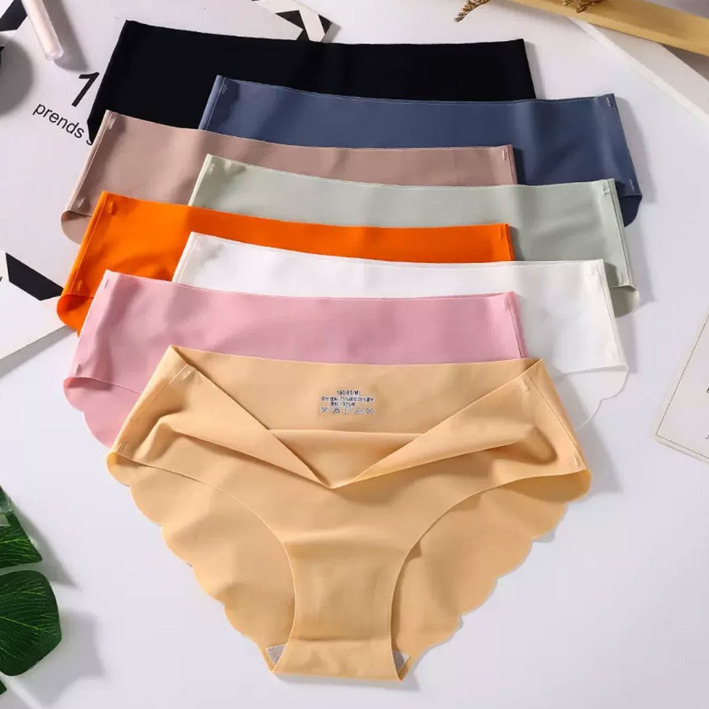 # 6pcs Plus size Ice Silk Seamless Underwear Women's Solid Color ...