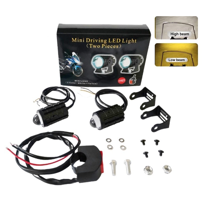 2Pcs Mini Driving light Motorcycle LED Headlight Waterproof Super ...