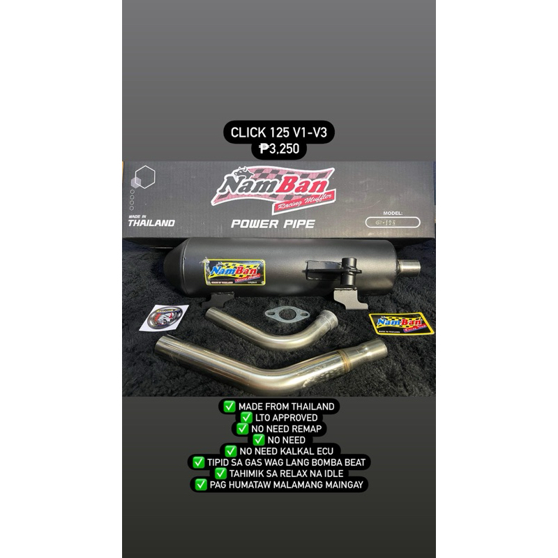 Namban Power Pipe for Click 125, Click 150/PCX 150, Mio i 125, Gear ...