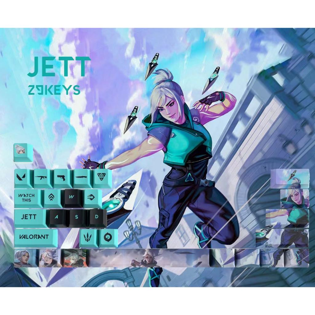 Valorant Jett Custom PBT dye 29 keys OEM Profile Mechanical Keyboard ...