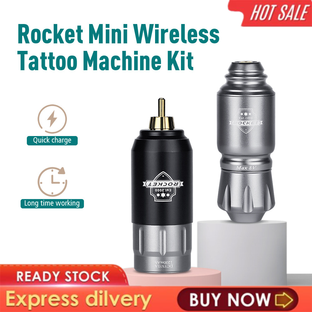 Mini Rocket Tattoo Machine Set with Japan Motor Wireless Battery RCA ...