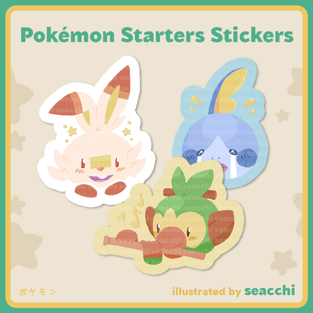 Pokémon Starters (Galar) Waterproof Stickers | Shopee Philippines