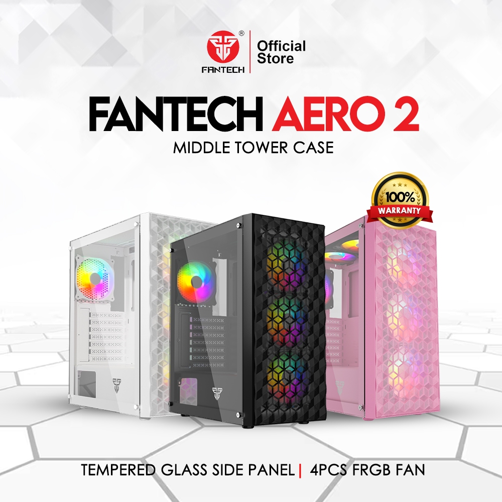 Fantech Aero 2 CG83 RGB PC Case Tempered Glass, ATX/Micro ATX/Mini ITX ...