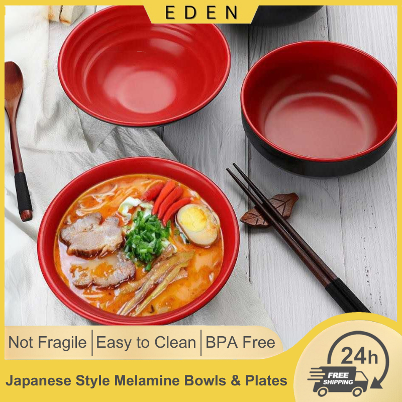 Kitchen Red Black Melamine Dinnerware dining Plate /Bowl/Saucers ...