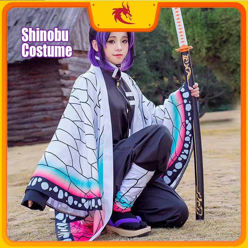 Demon Slayer Cosplay Costume Kimono Kochou Shinobu Clothes Suit ...