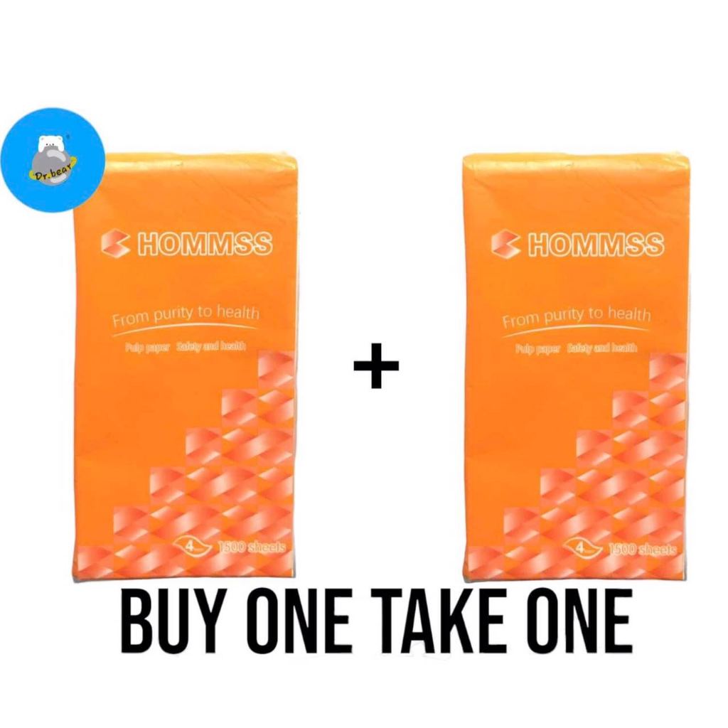 BUY ONE TAKE ONE Homms Facial Tissue Pulp Paper 1500 sheets | Shopee ...