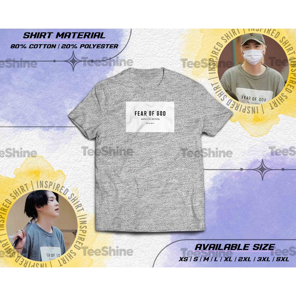 BANGTAN SUGA 6TH FEAR OF GOD COLLECTION KPOP SHIRT | COTTON ROUNDNECK T ...