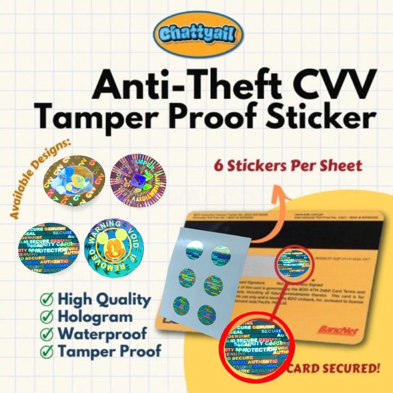 CVV Sticker For Debit and Credit Card Protection with Void and Tamper ...