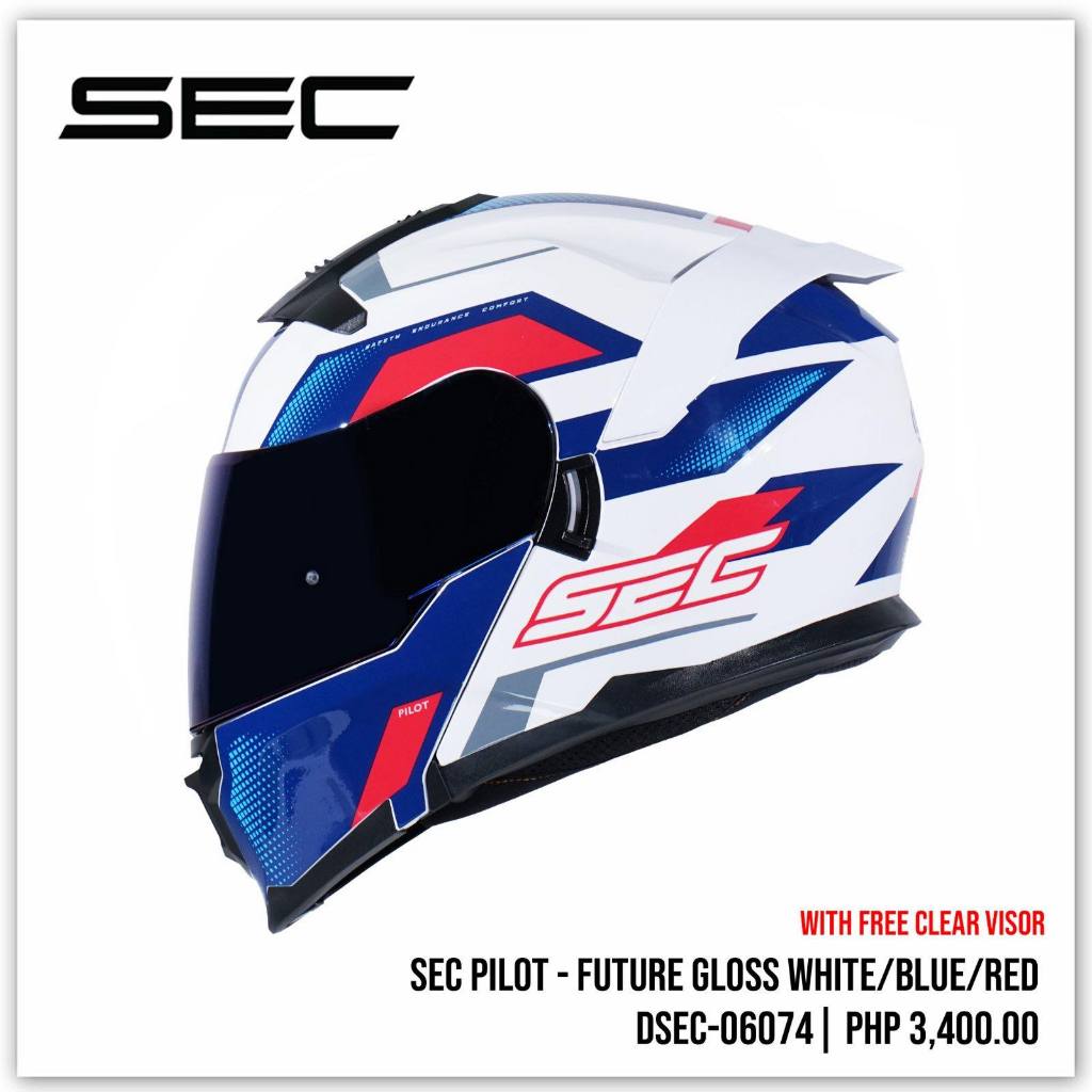 SEC PILOT BRAND DUAL VISOR MODULAR HELMET WITH FREEBIES | Shopee ...
