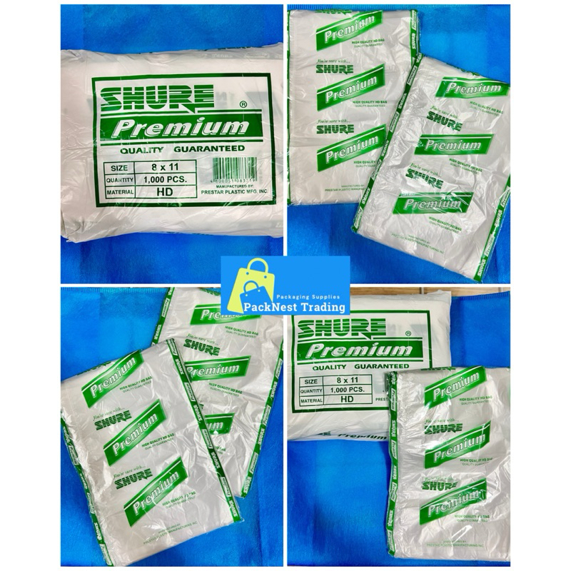 8”x11” - SHURE Premium Plastic Bag, Food-Grade Plastic Labo, 1,000 PCS ...