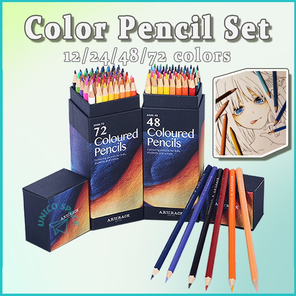 Unico 12/24/48/72 Color Oily Art Pencil Set Children's Drawing Pen ...