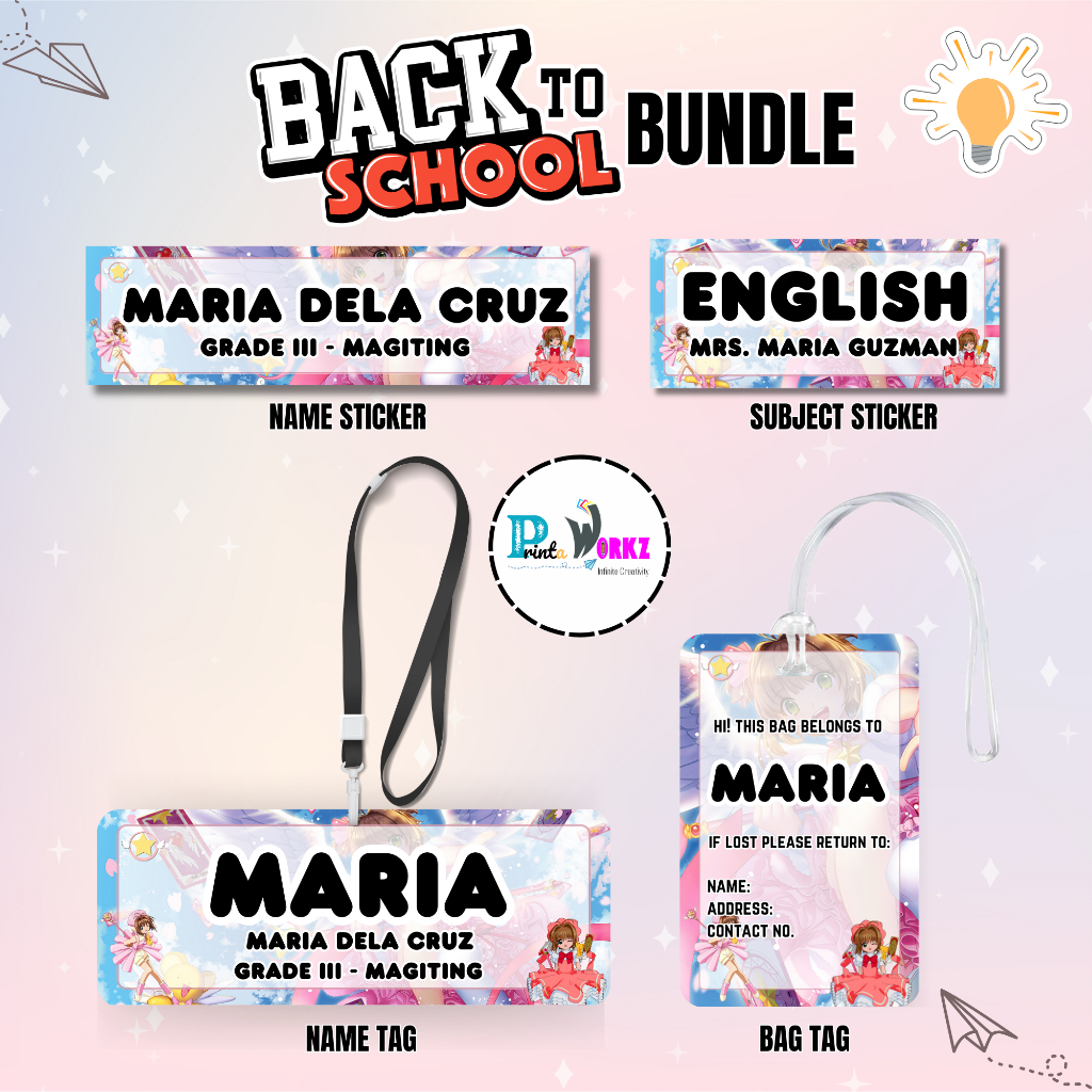 PrintaWorkz - Personalized Name Tag, Bag Tag, Name Sticker, Subject ...
