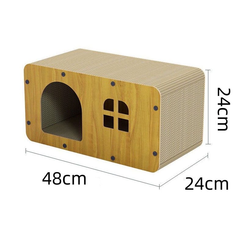 Pet Cabin Cat Scratch board Wooden Cat House Cat Corrugated box Cat ...