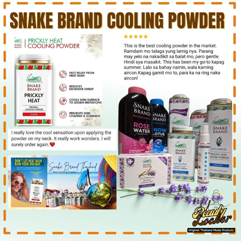 SNAKE BRAND Body Cooling Powder Wild Thanaka/kelp/sakura/lavender ...