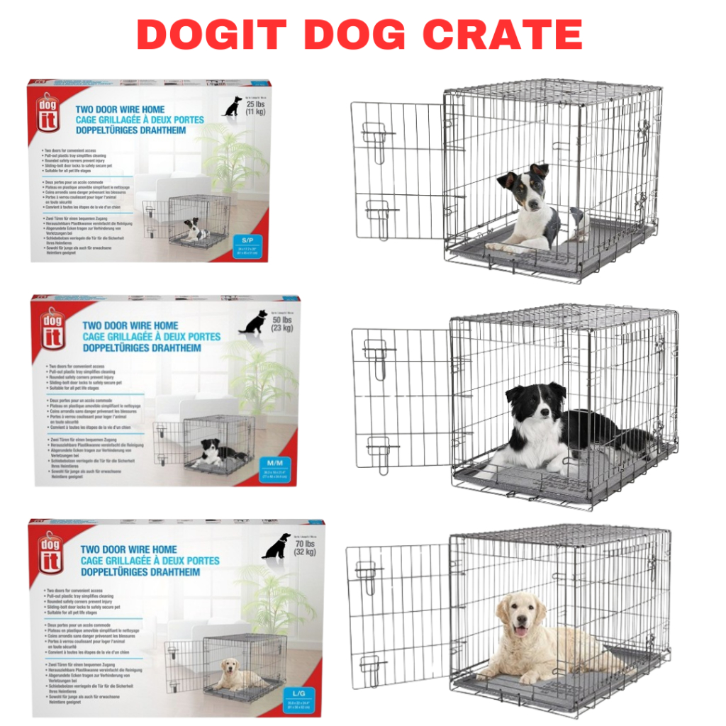 Dogit Collapsible Dog Cage Pet Crates Two Door with Divider (Small ...