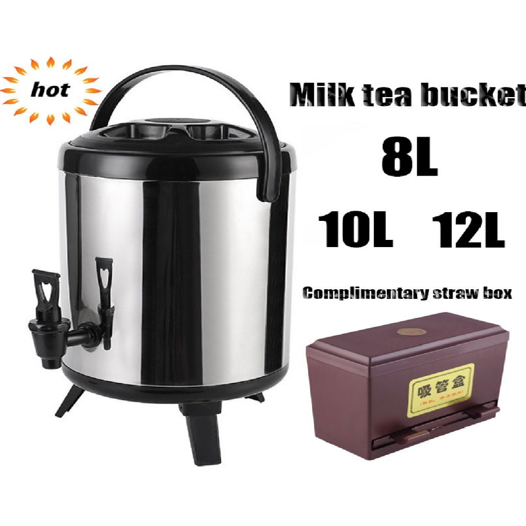 Milk Tea Thermos Bucket Stainless Steel Tea Bucket Water Jug 8L 10L 12L | Shopee Philippines