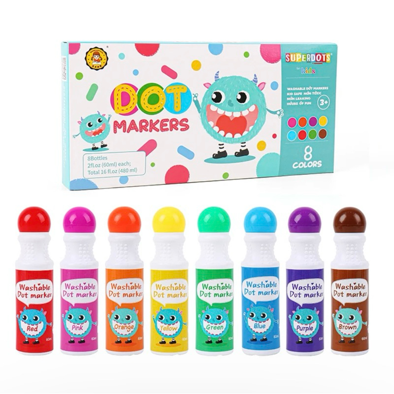 SUPERDOTS Big Dot Markers 8pcs TIP 18mm- 60ML | Shopee Philippines