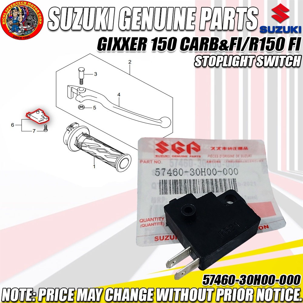 GIXXER 150 CARB&FI/R150 FI STOPLIGHT SWITCH (SGP) (GENUINE: 57460-30H00 ...