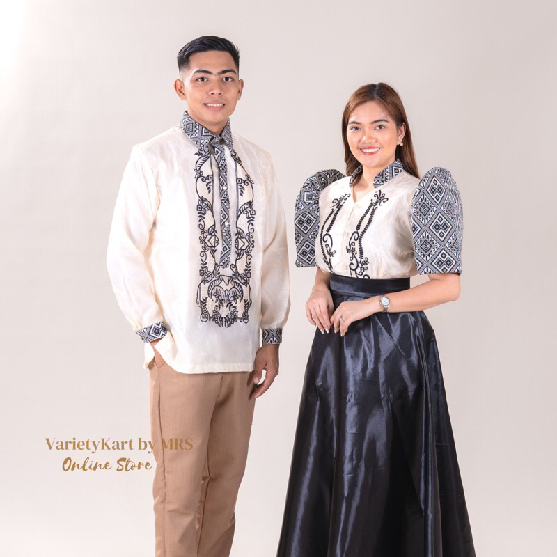 Modern Filipiniana & Barong Ethnic Sleeves Couple Outfit (Assorted ...