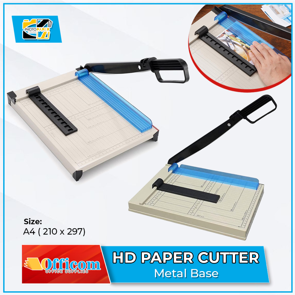 Officom Paper Cutter HD Metal A4 Size with Paper Adjuster & Stoppers ...