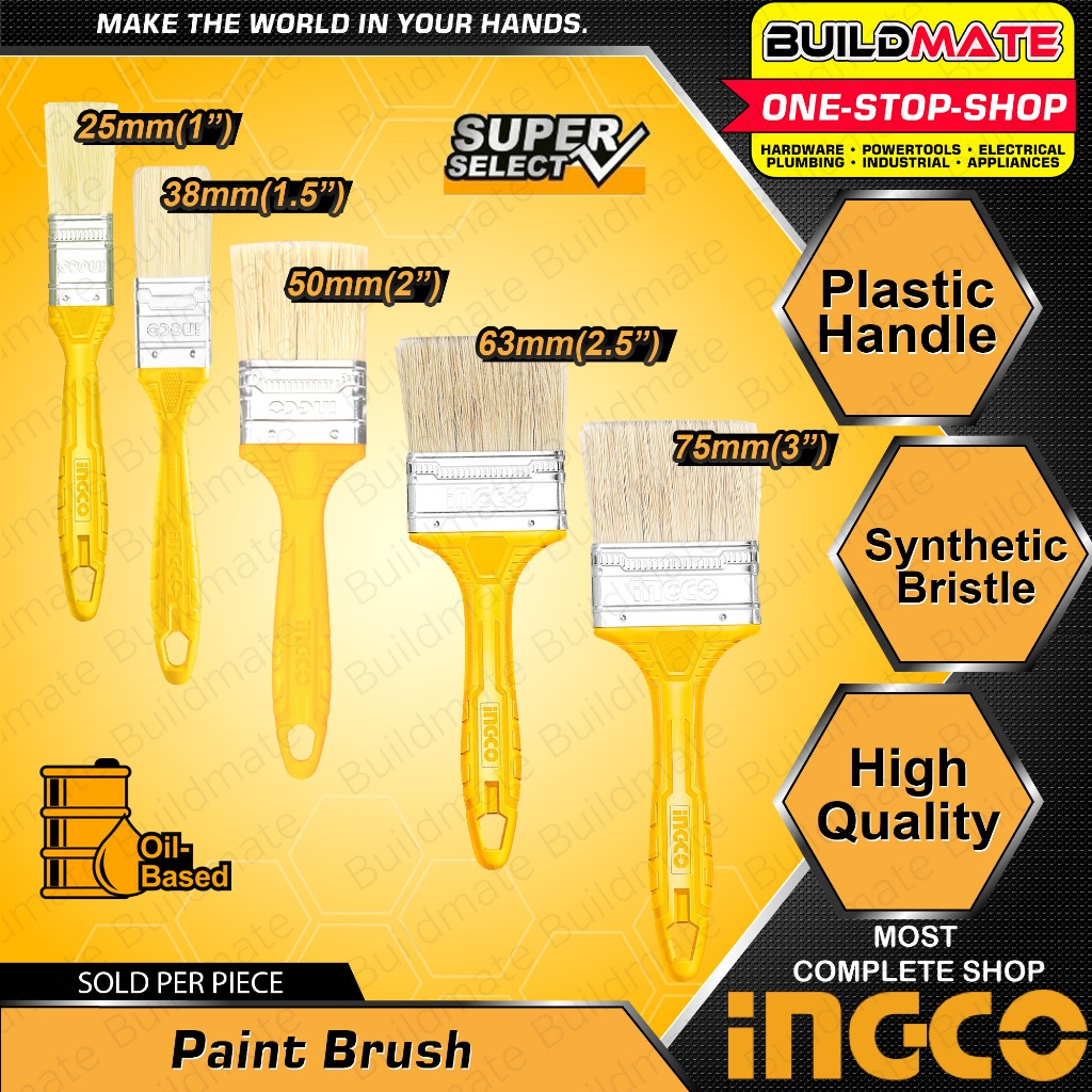 Buildmate x INGCO Utility Paint Brush 1" - 3" Inch Oil-Based Acrylic ...