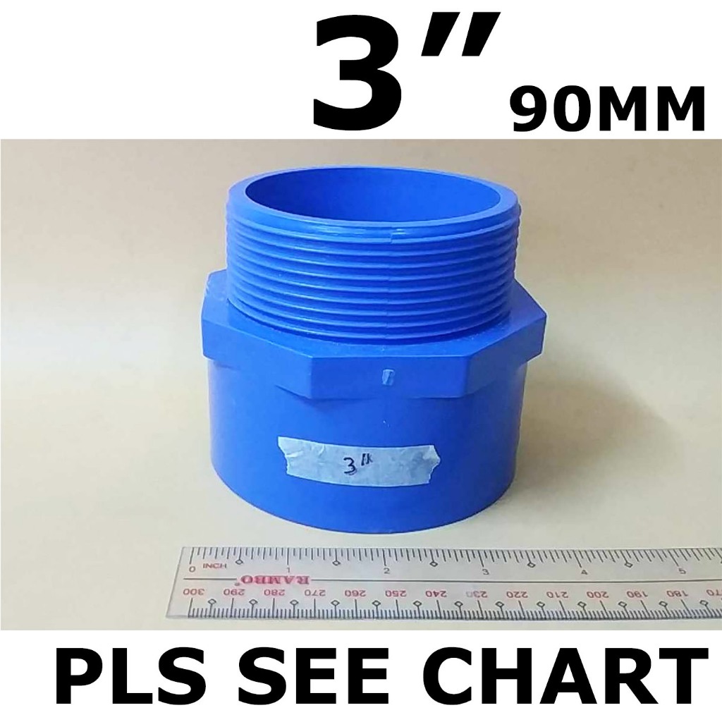 PVC MALE ADAPTOR 90MM BLUE FOR CLEAN WATER === PVC MALE ADAPTOR 3 ...
