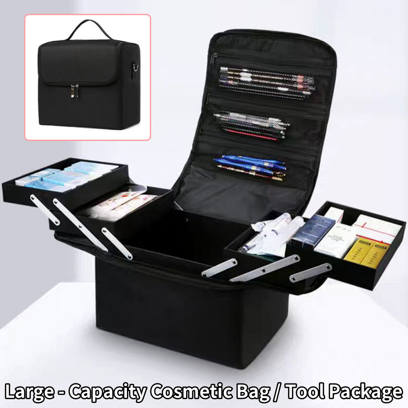 【COD】Large Capacity Make Up Bag Hand-held Multi-layer Manicure Beauty ...