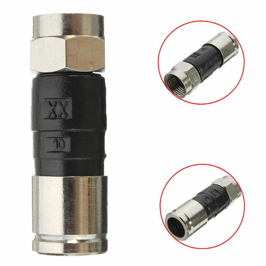 100 Pcs RG6 F-Type Compression Connector Crimp Plug Limited Tv Inch ...
