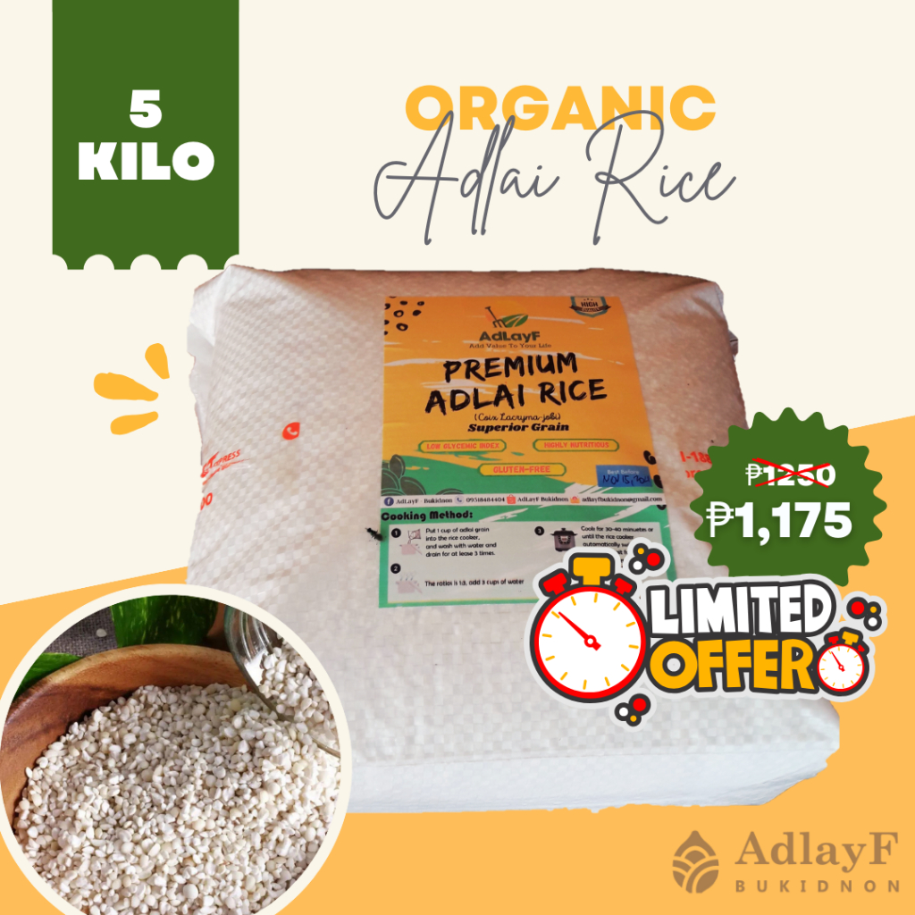 5KG Organic Adlai Rice Premium Quality White Adlay Rice Grains from ...