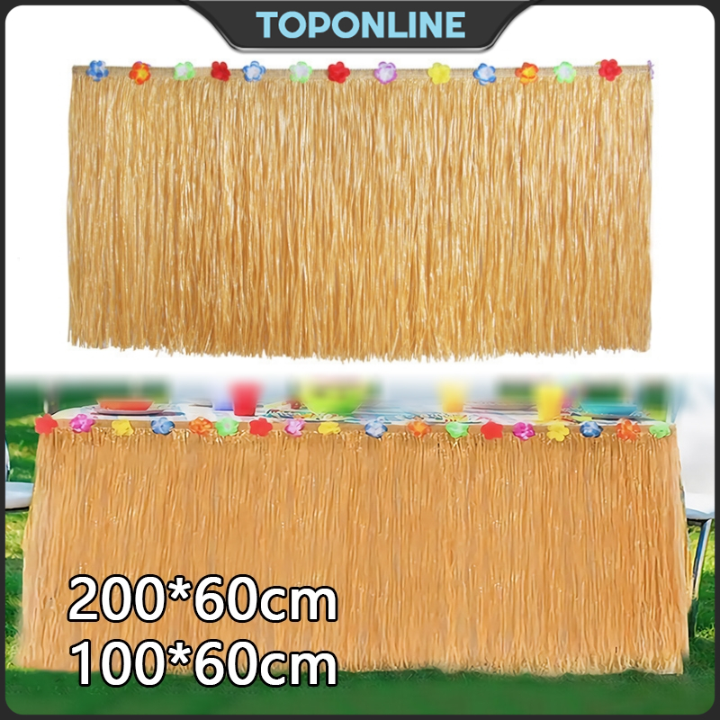 Hawaiian Grass Table Skirt Tropical Luau Grass Table Cover Party ...