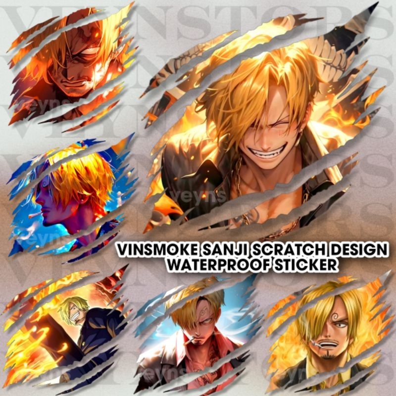 ONE PIECE: VINSMOKE SANJI SCRATCH DESIGN WATERPROOF VINYL STICKER ...