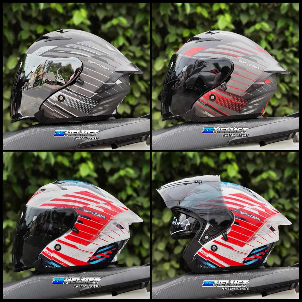 SPYDER FUEL (Graphics) HALF FACE - DUAL VISOR (with FREE Clear Lens ...